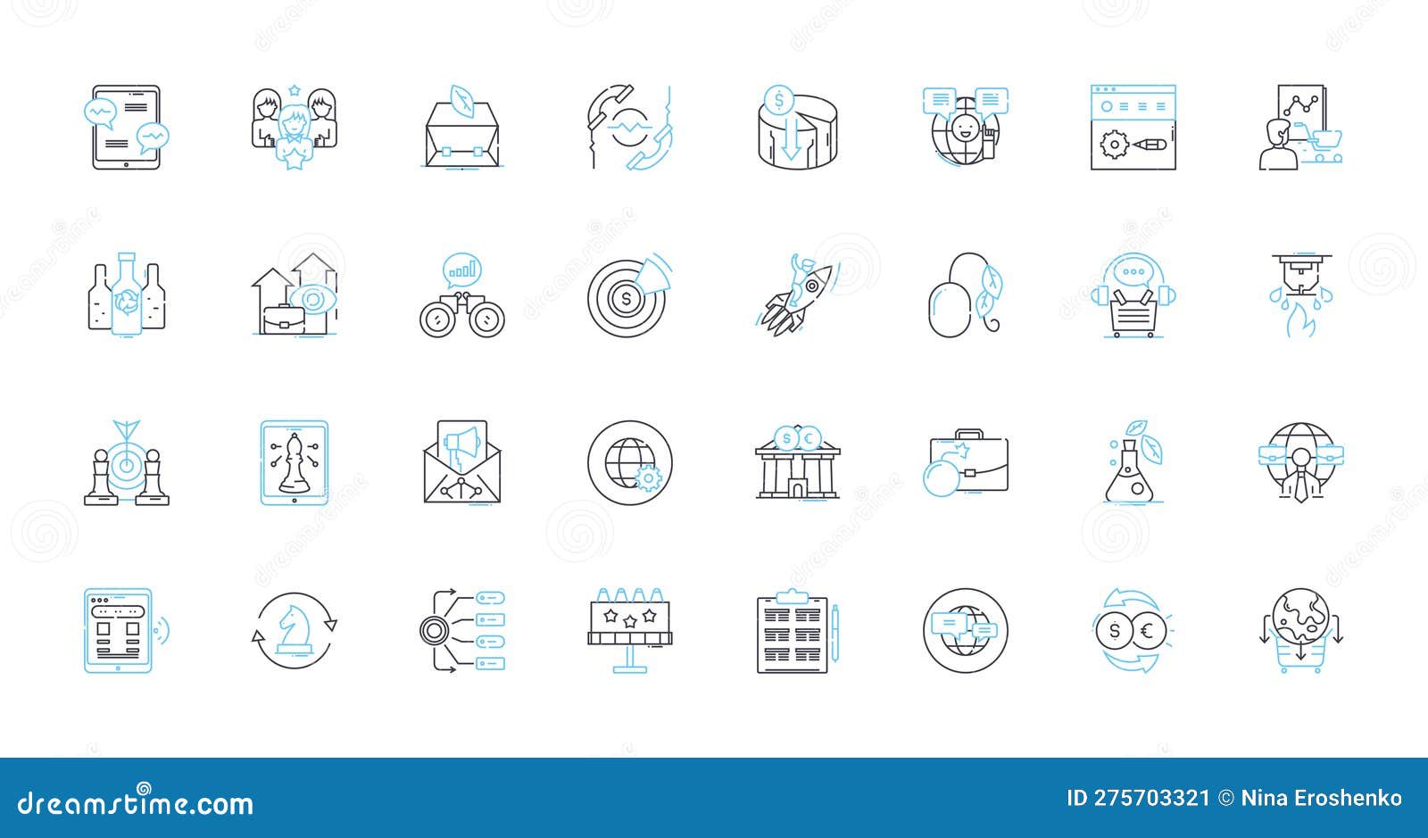 Industrial Development Linear Icons Set. Manufacturing, Production ...