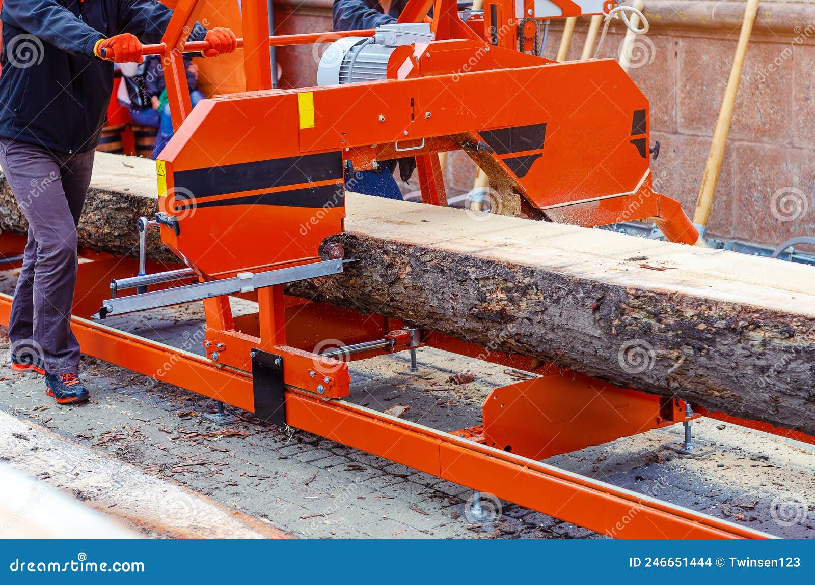 Industrial Device for Cutting Logs into Boards. the Process of ...