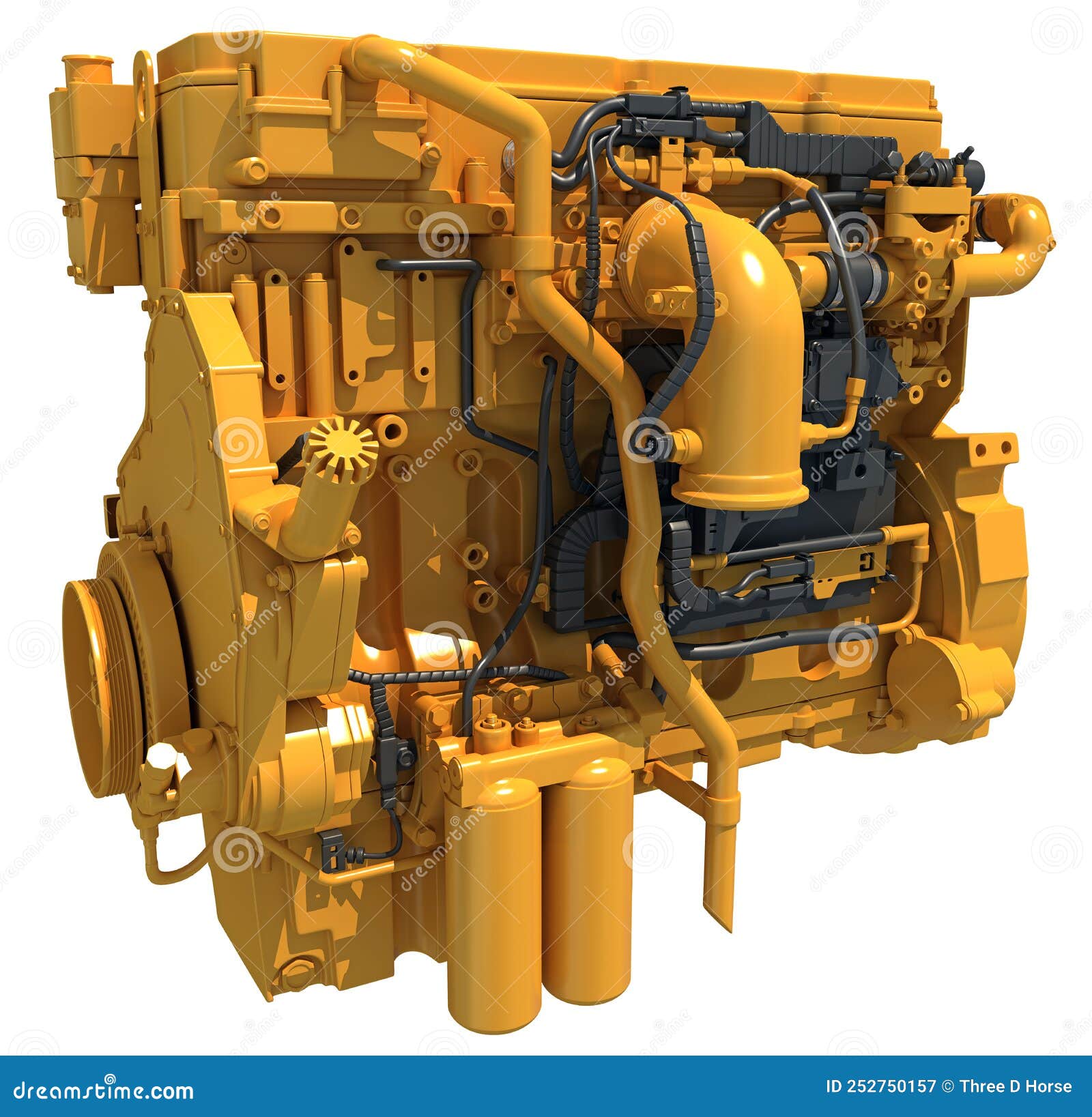 Industrial Diesel Engine 3D Rendering Stock Illustration - Illustration ...
