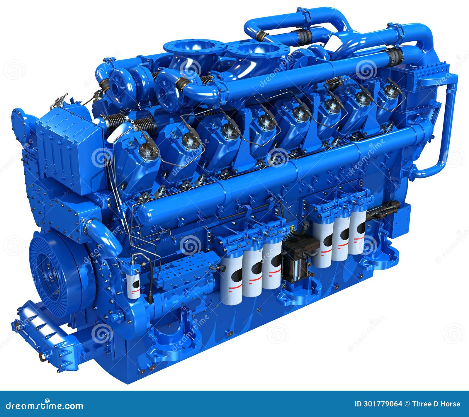 Industrial Diesel Engine 3D Rendering on White Background Stock ...