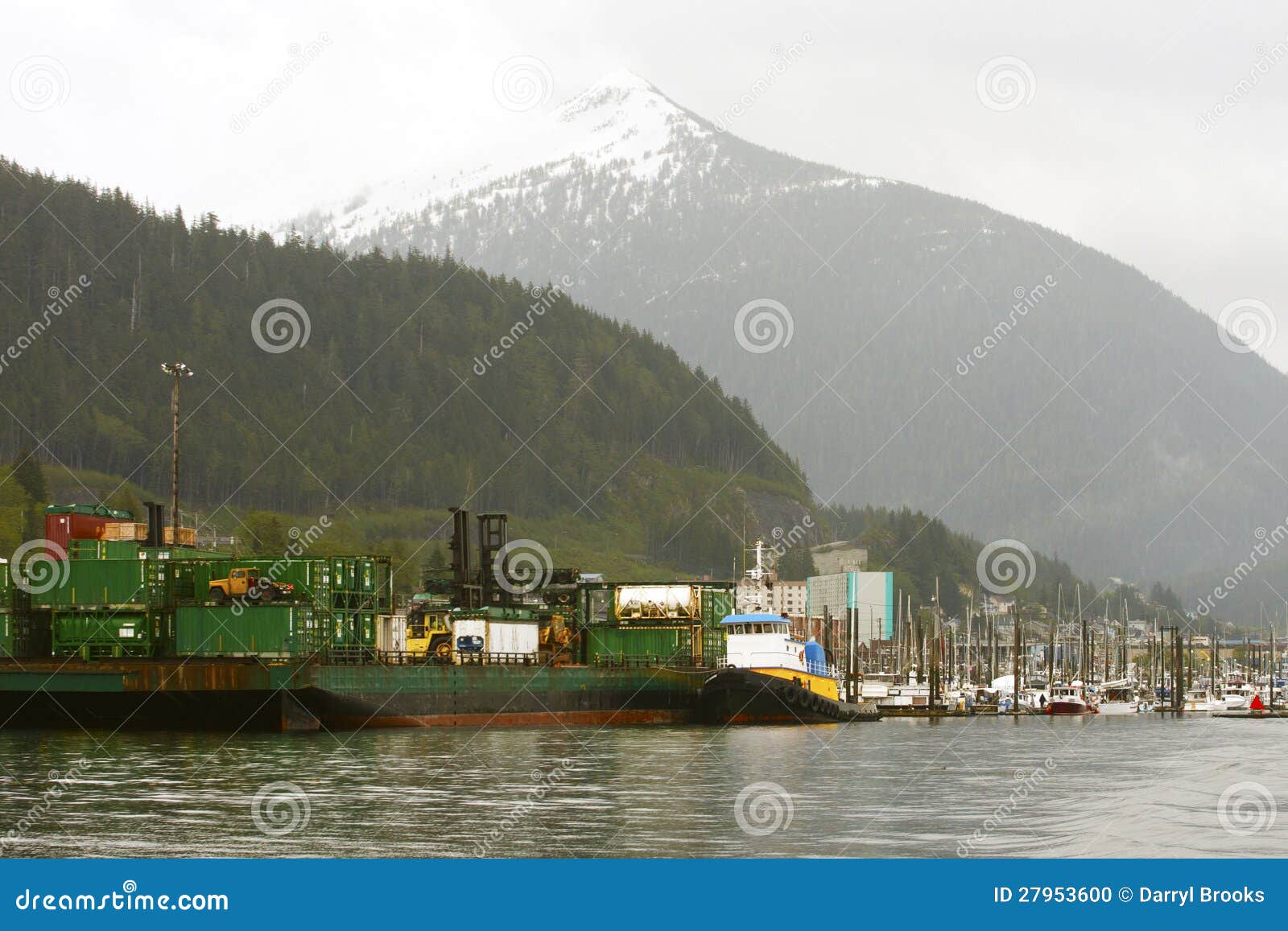 Industrial Docks by Alaska Mountain Stock Photo - Image of loading ...