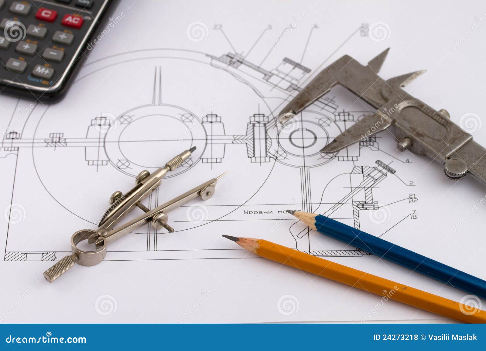 Industrial Drawing and Tools Stock Photo - Image of engineering ...