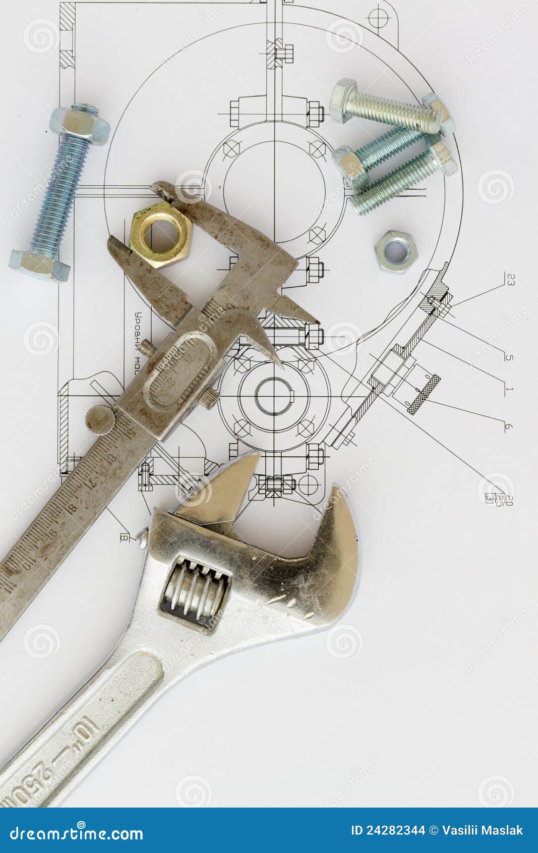 Industrial Drawing and Tools Stock Photo - Image of industrial ...