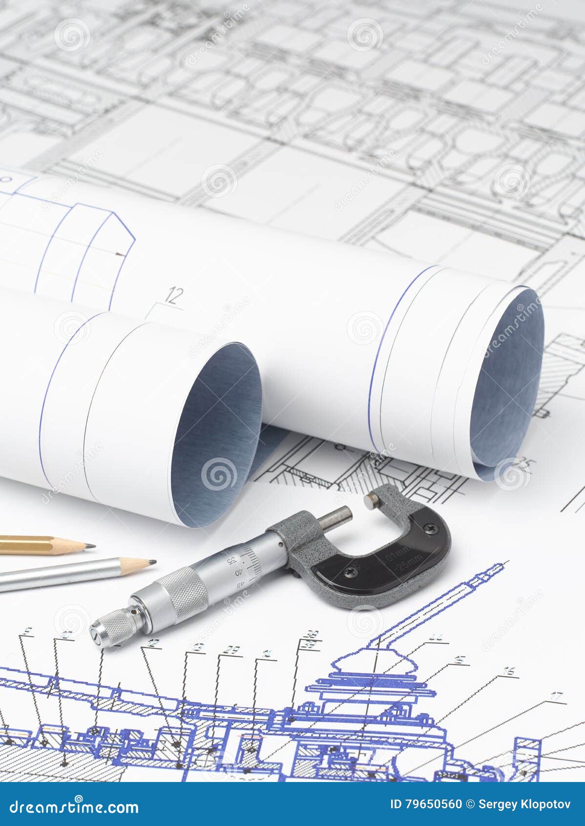 Industrial Drawings of Mechanisms and Tools. Stock Photo - Image of ...