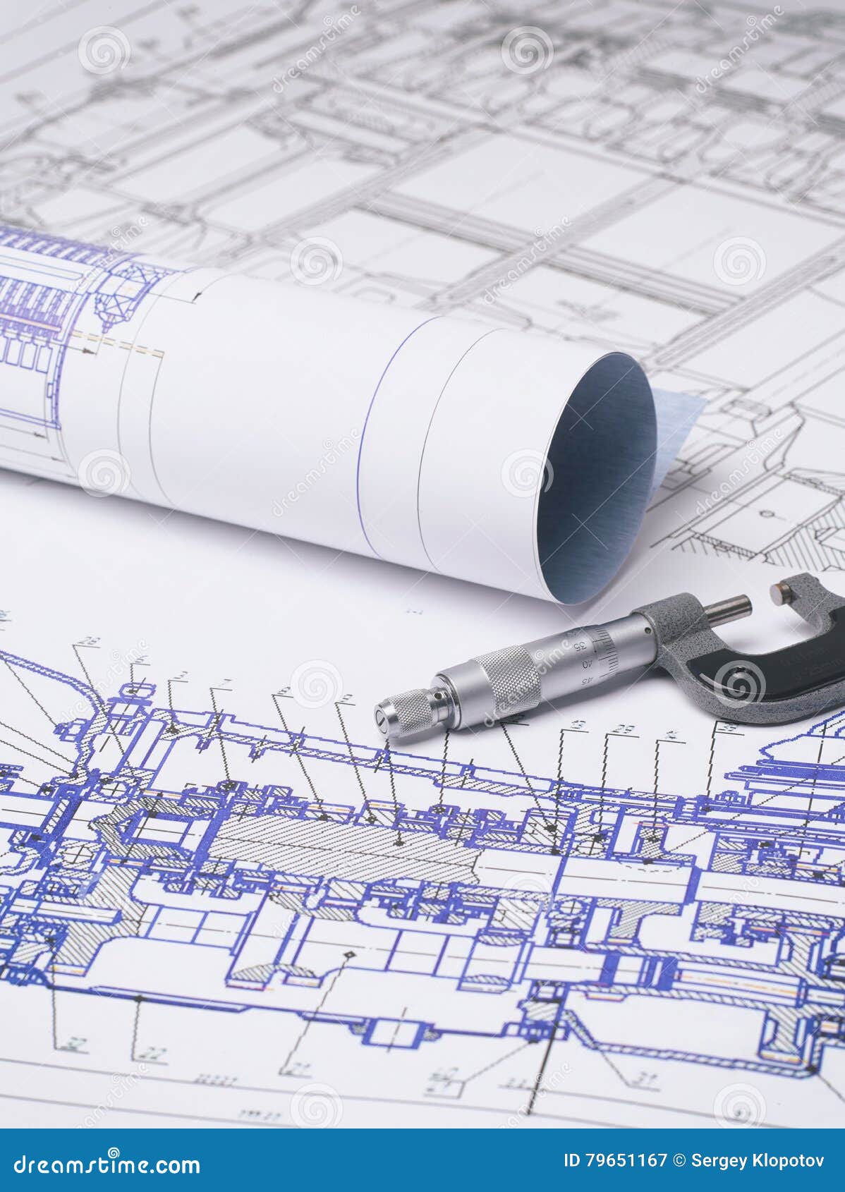 Industrial Drawings of Mechanisms and Tools. Stock Image - Image of ...