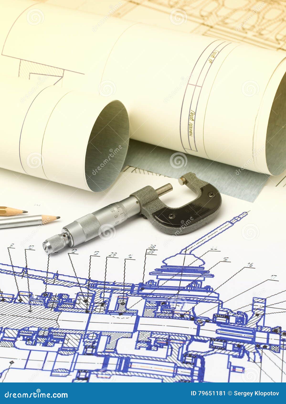 Industrial Drawings of Mechanisms and Tools. Stock Image - Image of ...