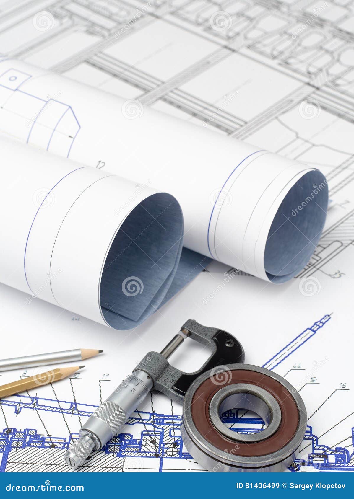 Industrial Drawings of Mechanisms and Tools. Stock Image - Image of ...