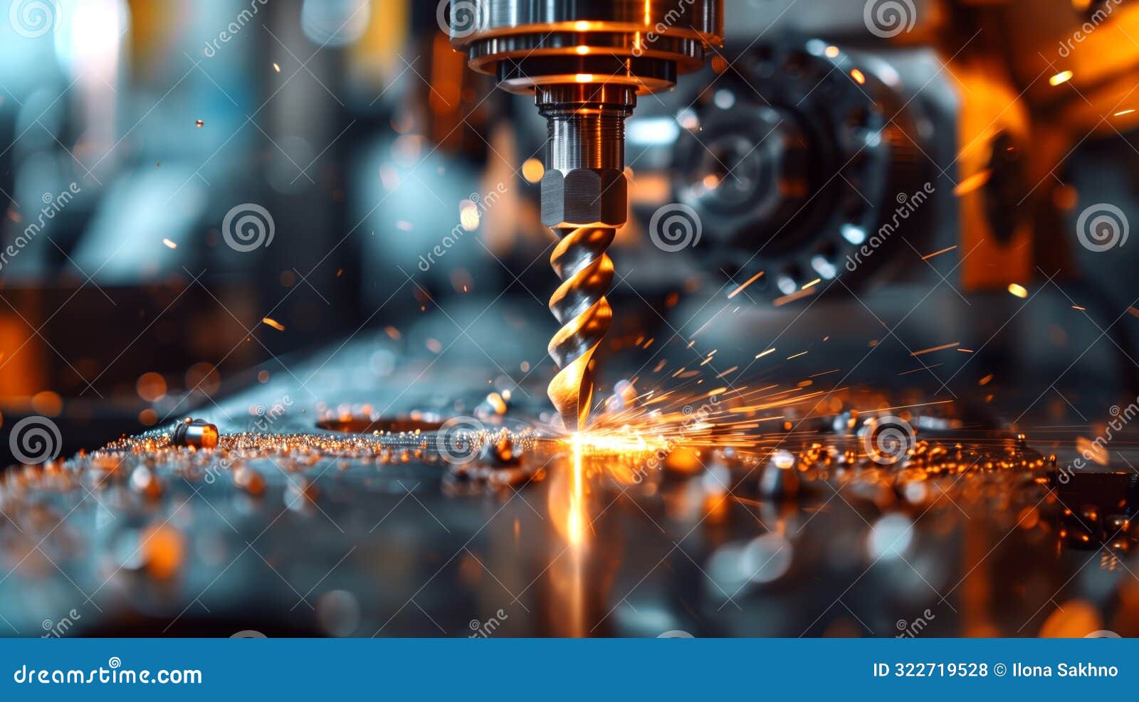 Industrial Drill Machine with Sparks Flying Stock Illustration ...