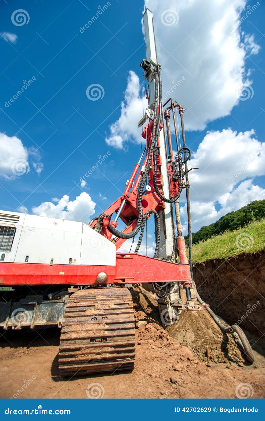 Industrial Drilling Rig at Construction Site Making Holes Stock Image ...