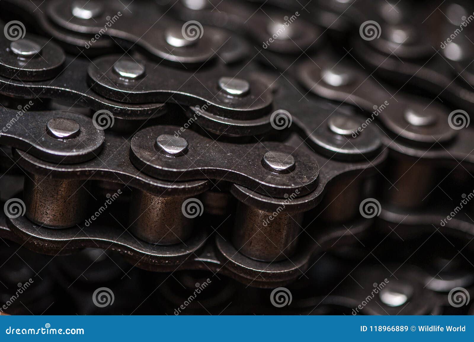 Industrial Driving Roller Chain Close-up Stock Image - Image of roller ...