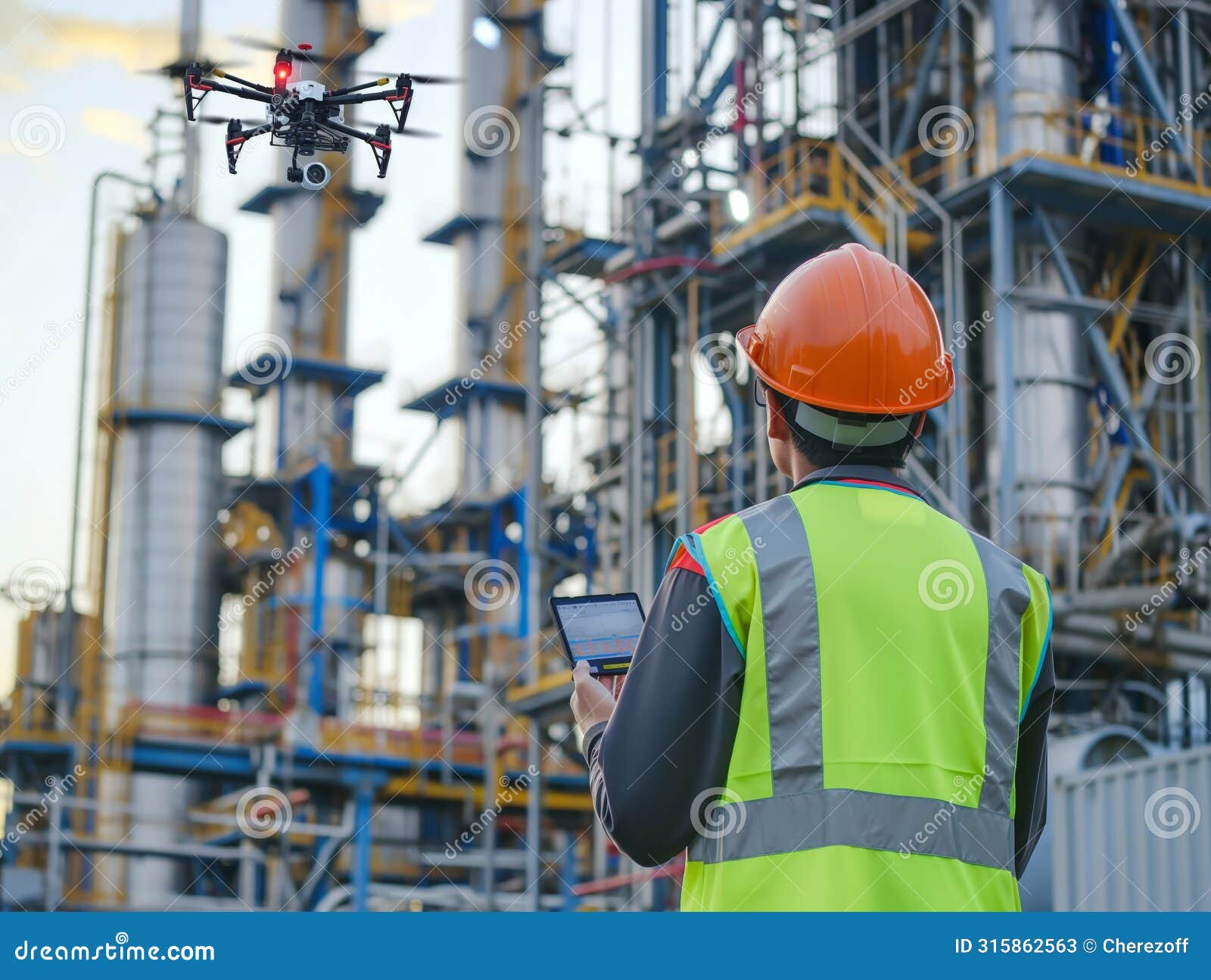 Industrial Drone Inspection in Action Stock Image - Image of ...