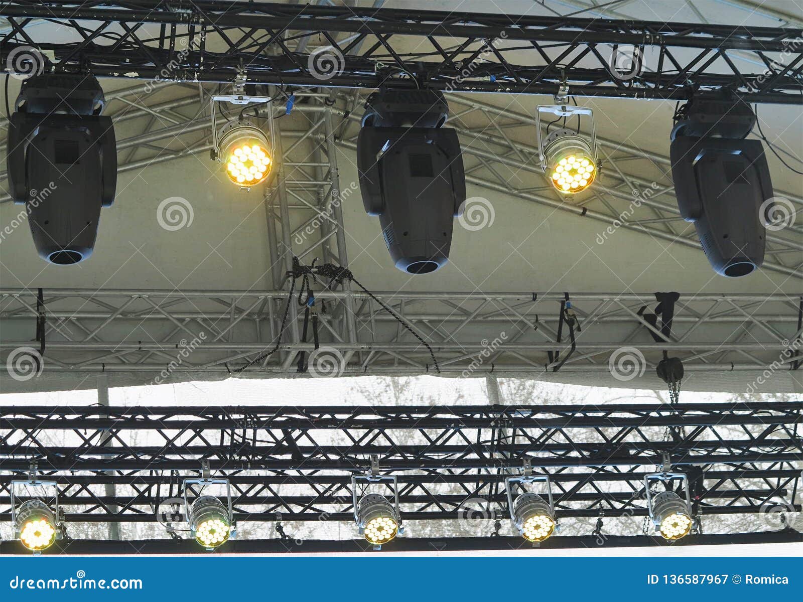 Industrial Electric Light Projectors and Stage Structures Stock Image ...