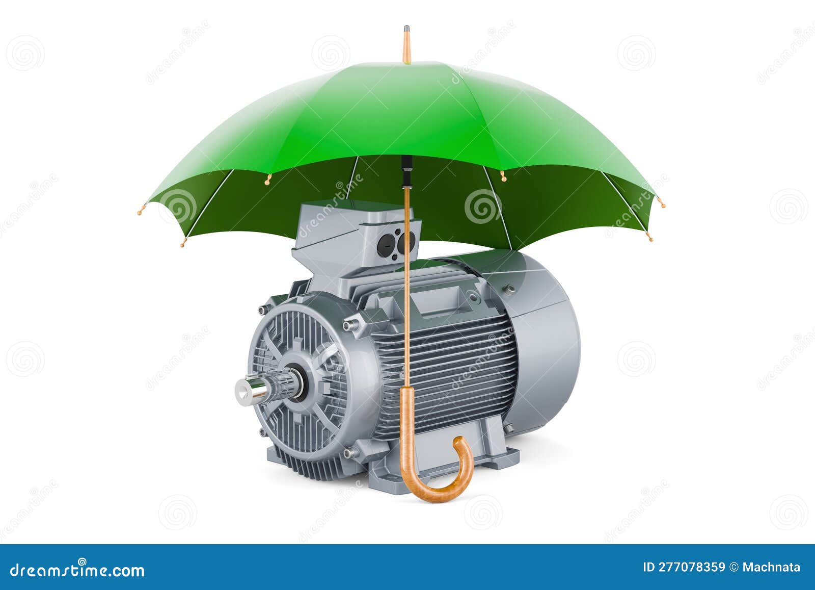 Industrial Electric Motor Under Umbrella. 3D Rendering Stock ...