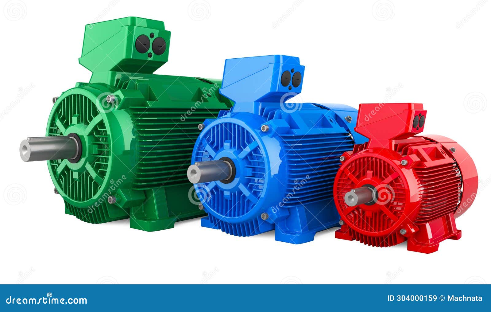 Industrial Electric Motors, Different Size. 3D Rendering Stock ...