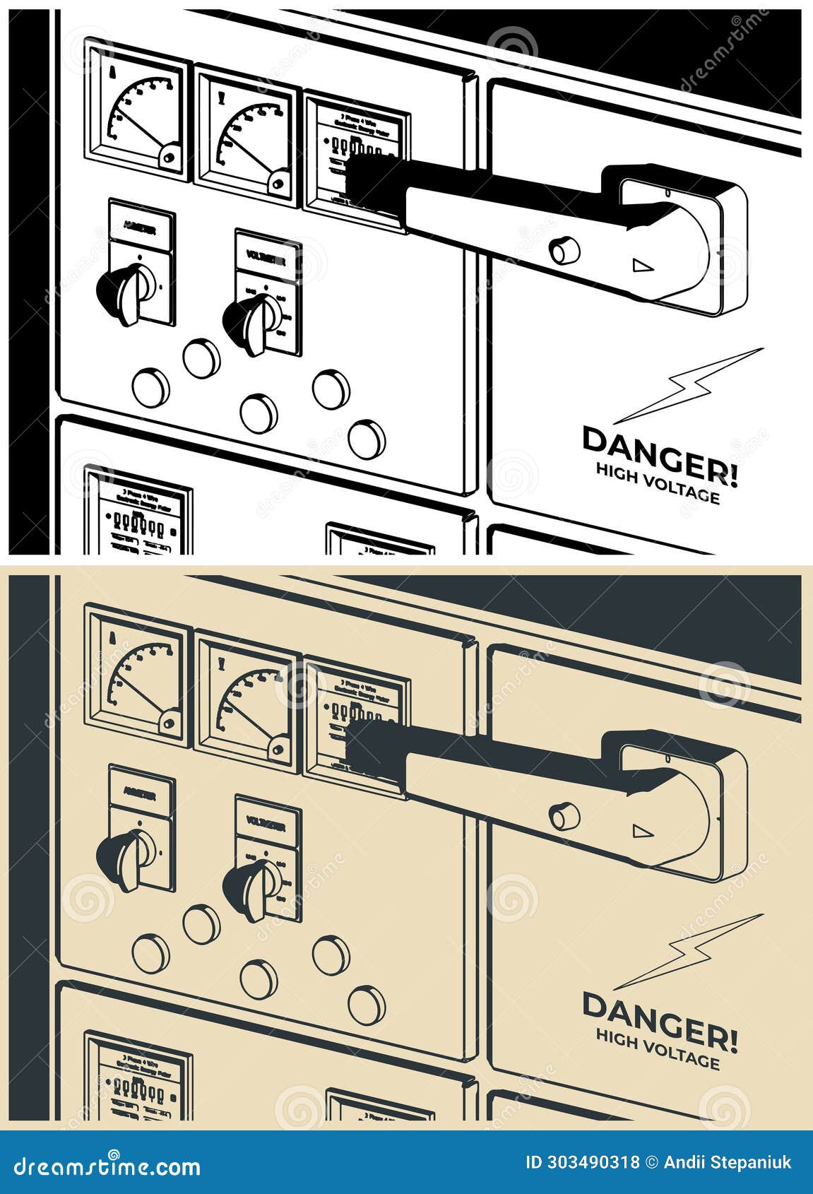Industrial Electrical Control Panel Close Up Stock Illustration ...