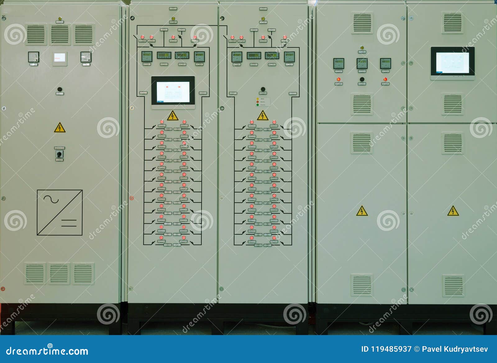 Industrial Electrical Switch Panel in Control Room Stock Image - Image ...
