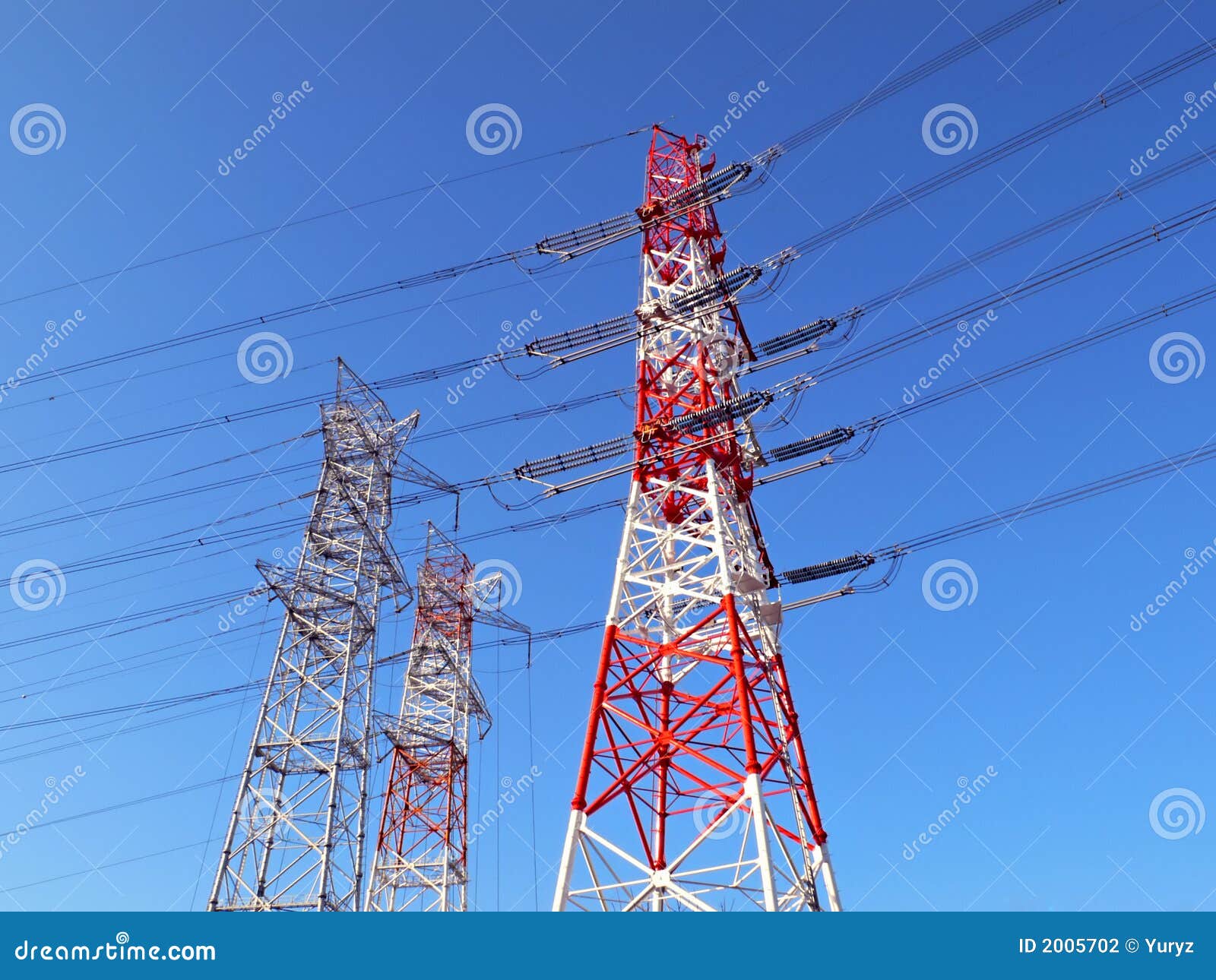 Industrial Electricity Pylons Stock Photo - Image of high, skyline: 2005702