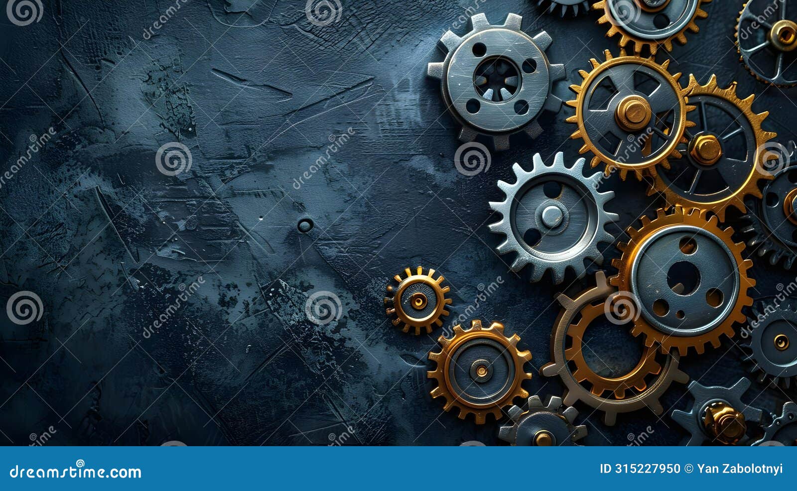 Industrial Elegance: Steampunk Cogs on Dark Canvas. Concept Industrial ...