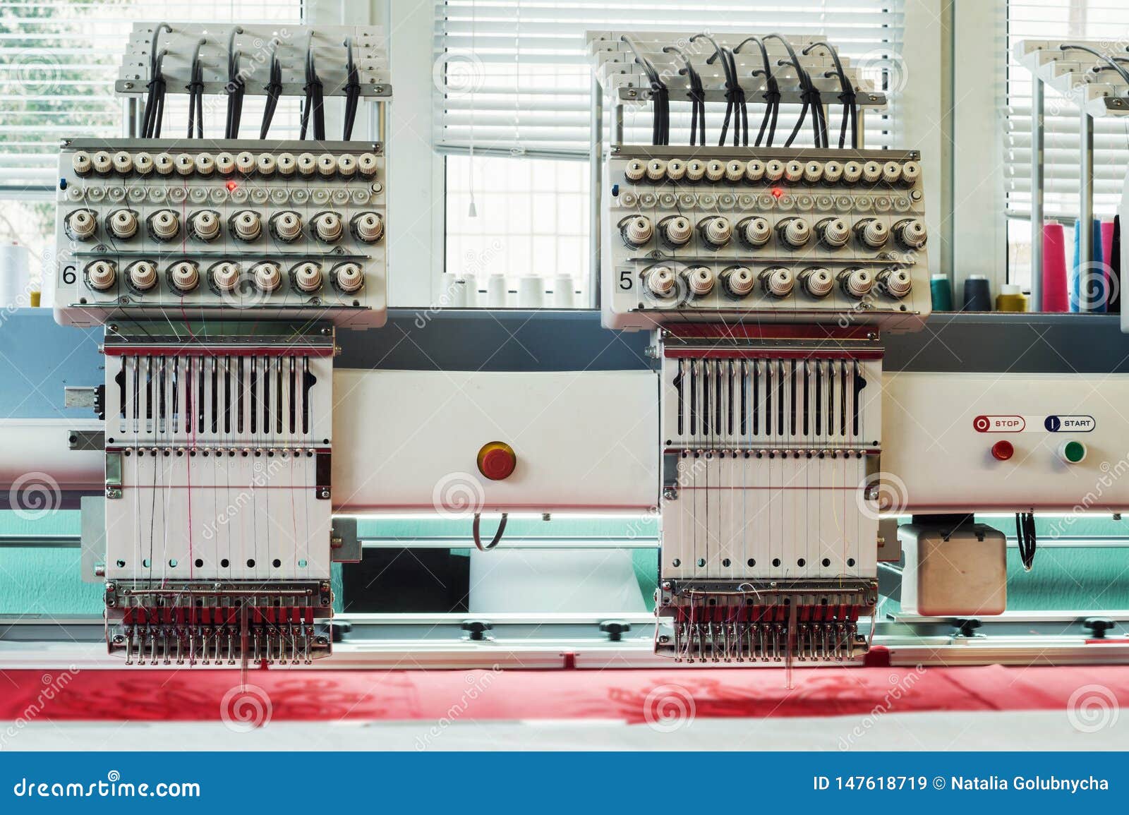 Industrial Embroidery Machine in Textile Factory Stock Image - Image of ...