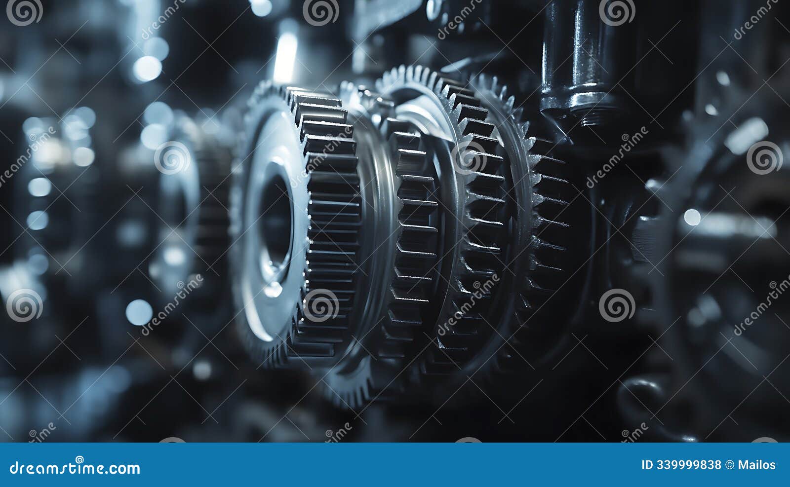 Industrial Engine Gear Wheels Interlocked Mechanical Precision Stock ...