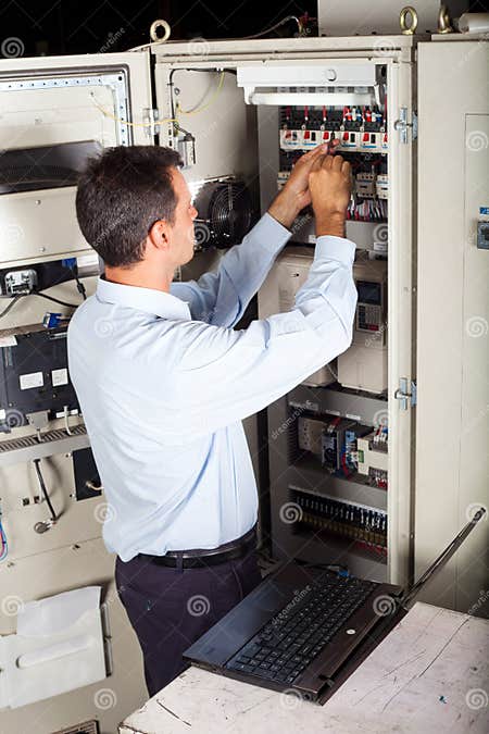 Industrial Engineer Repairing Machine Stock Image - Image of electronic ...
