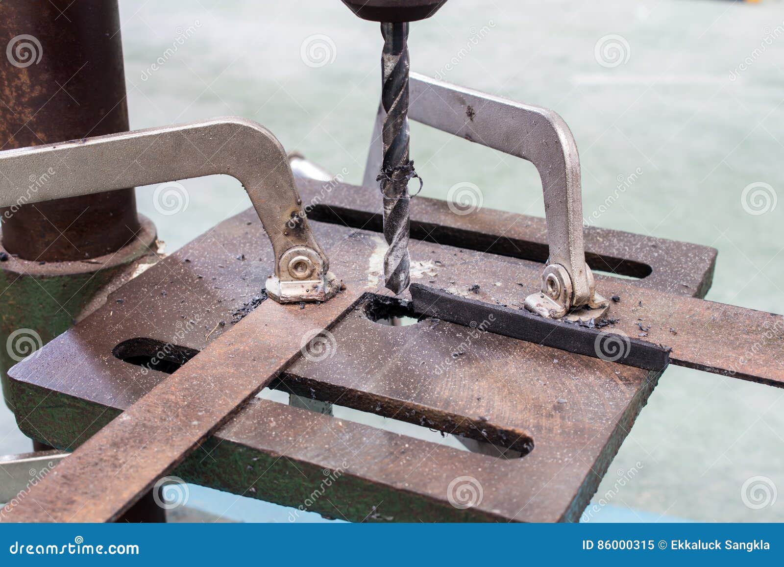 The Industrial Engineer Using a Mechanical Drill Machine Stock Image ...