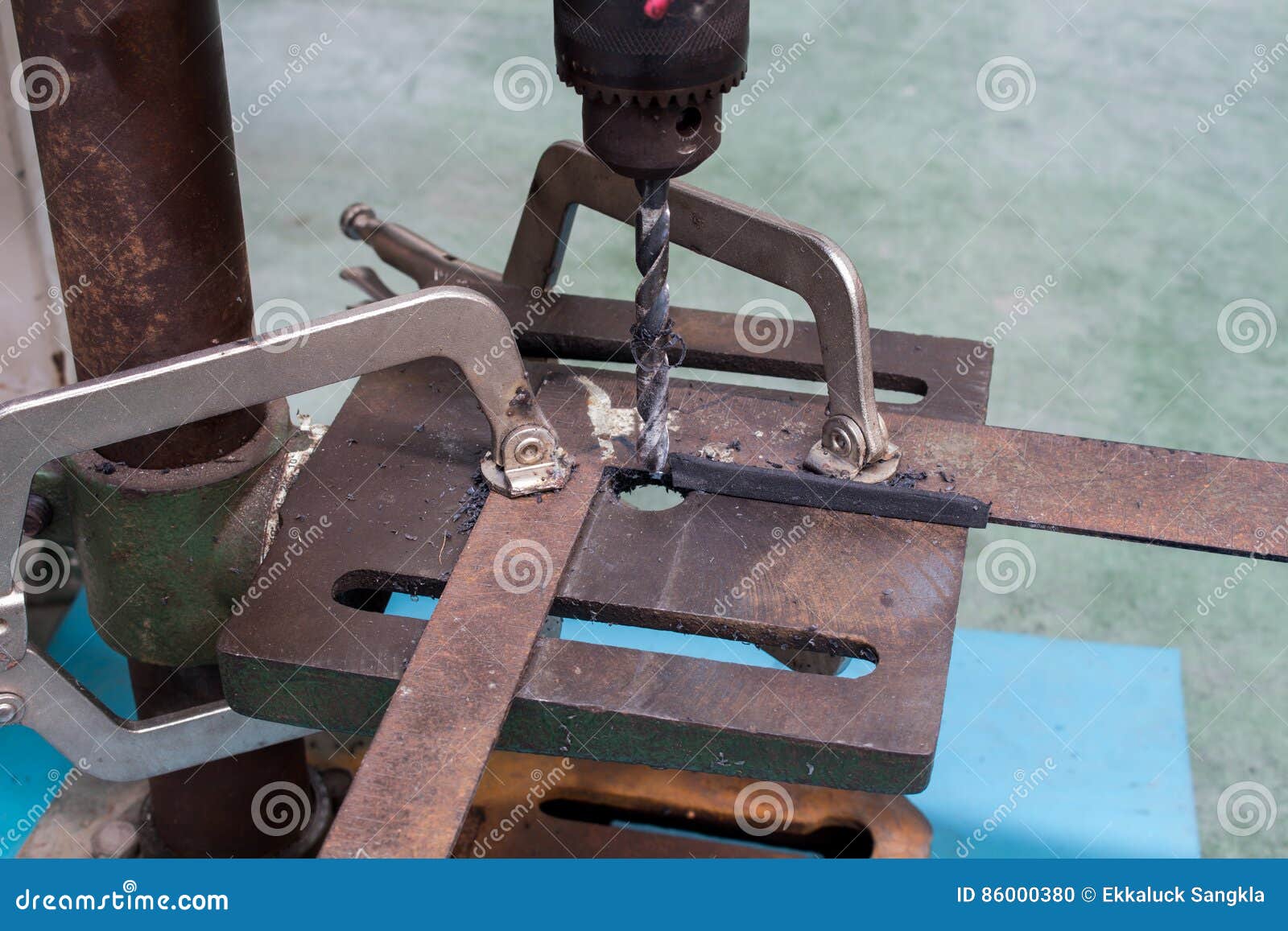 The Industrial Engineer Using a Mechanical Drill Machine Stock Photo ...