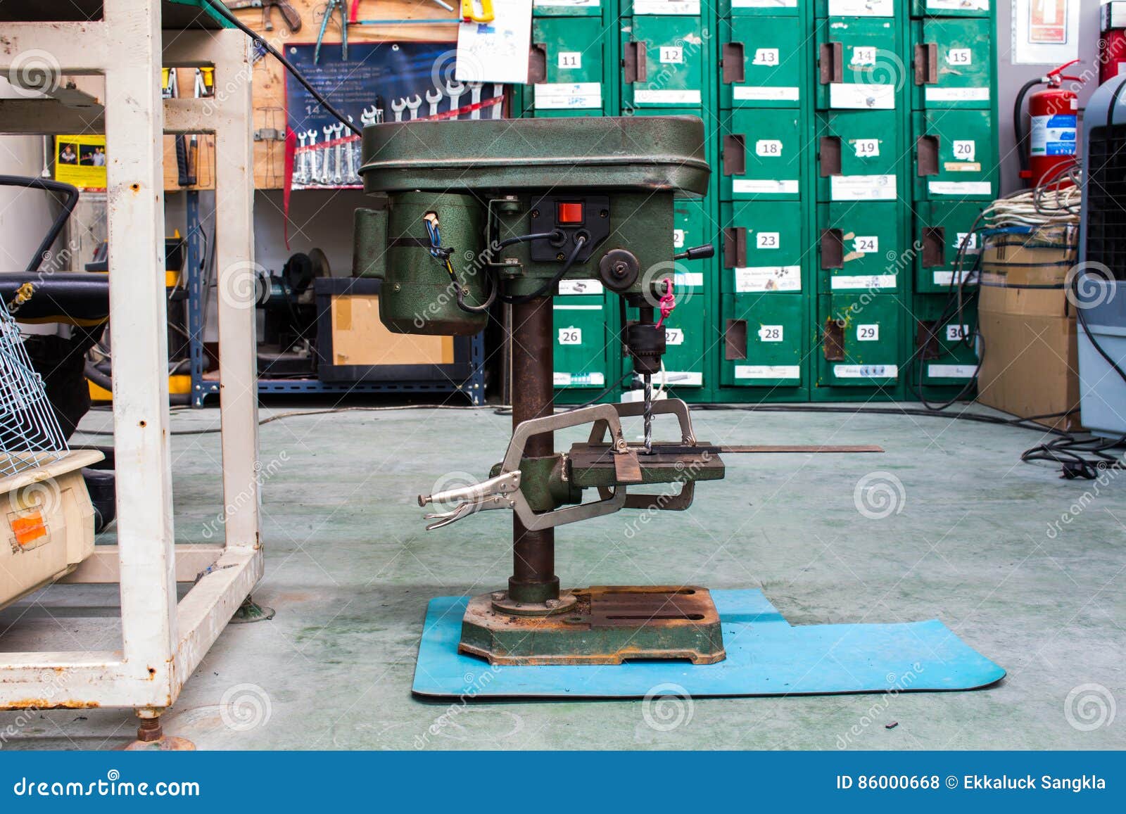 The Industrial Engineer Using a Mechanical Drill Machine Stock Photo ...