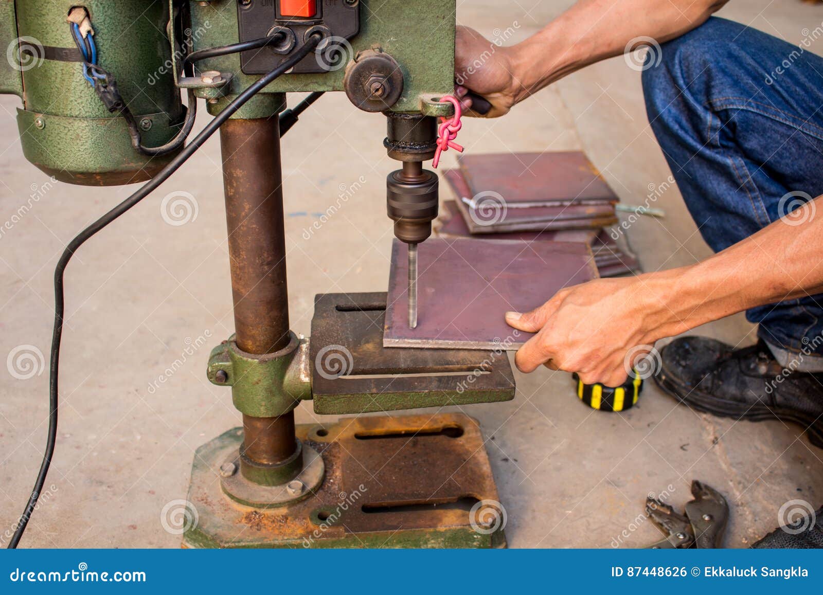 The Industrial Engineer Using a Mechanical Drill Machine Stock Photo - Image of mechanical ...