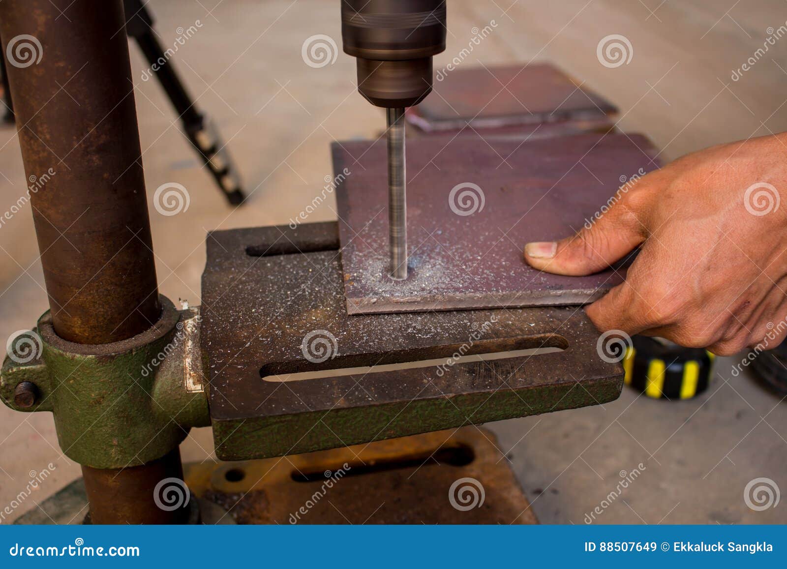 The Industrial Engineer Using a Mechanical Drill Machine Stock Image ...