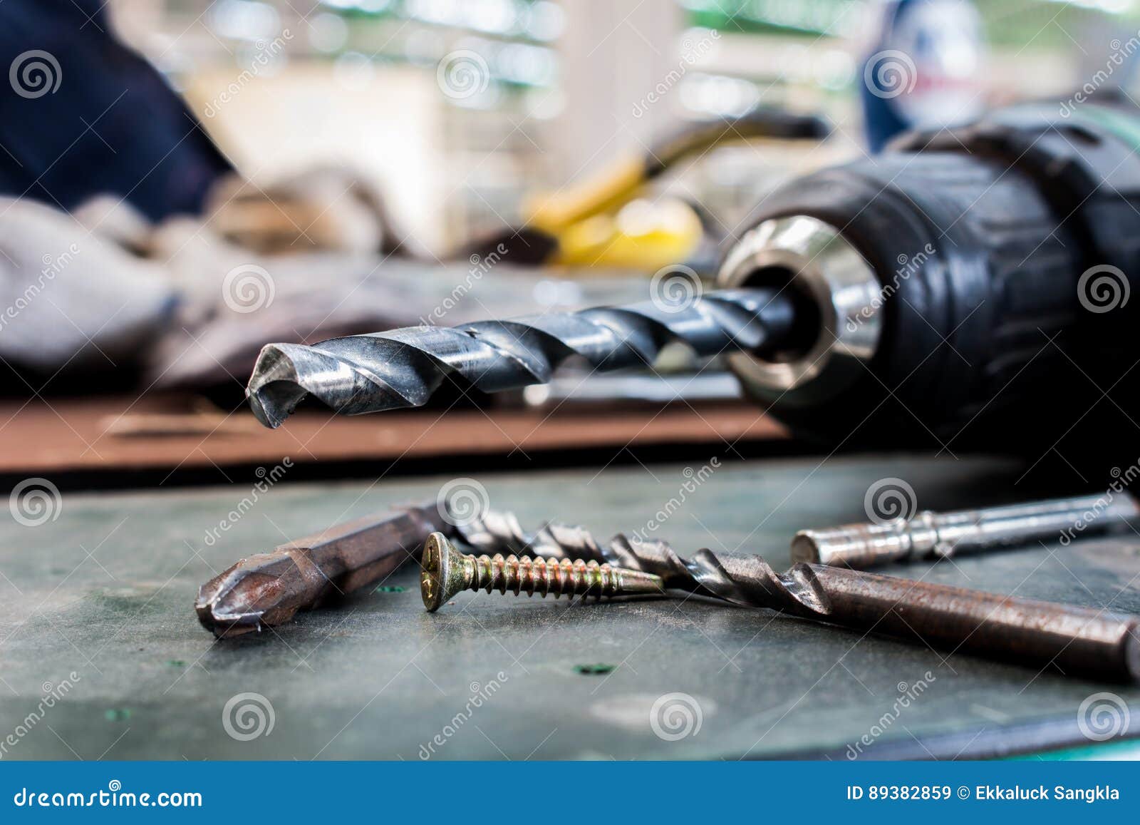 The Industrial Engineer Using a Mechanical Drill Machine Stock Image ...