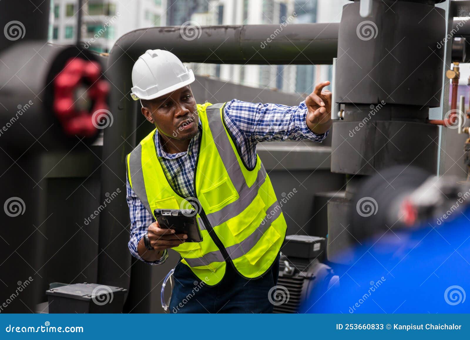 Industrial Engineer Work on Site. Engineer Visit and Inspection Site ...