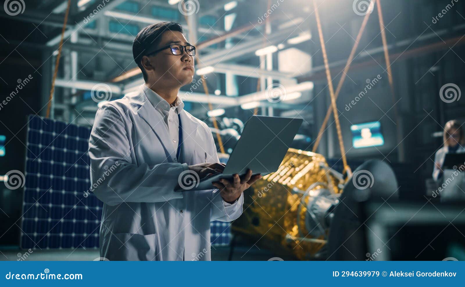 Industrial Engineer Working on Artificial Satellite Construction ...