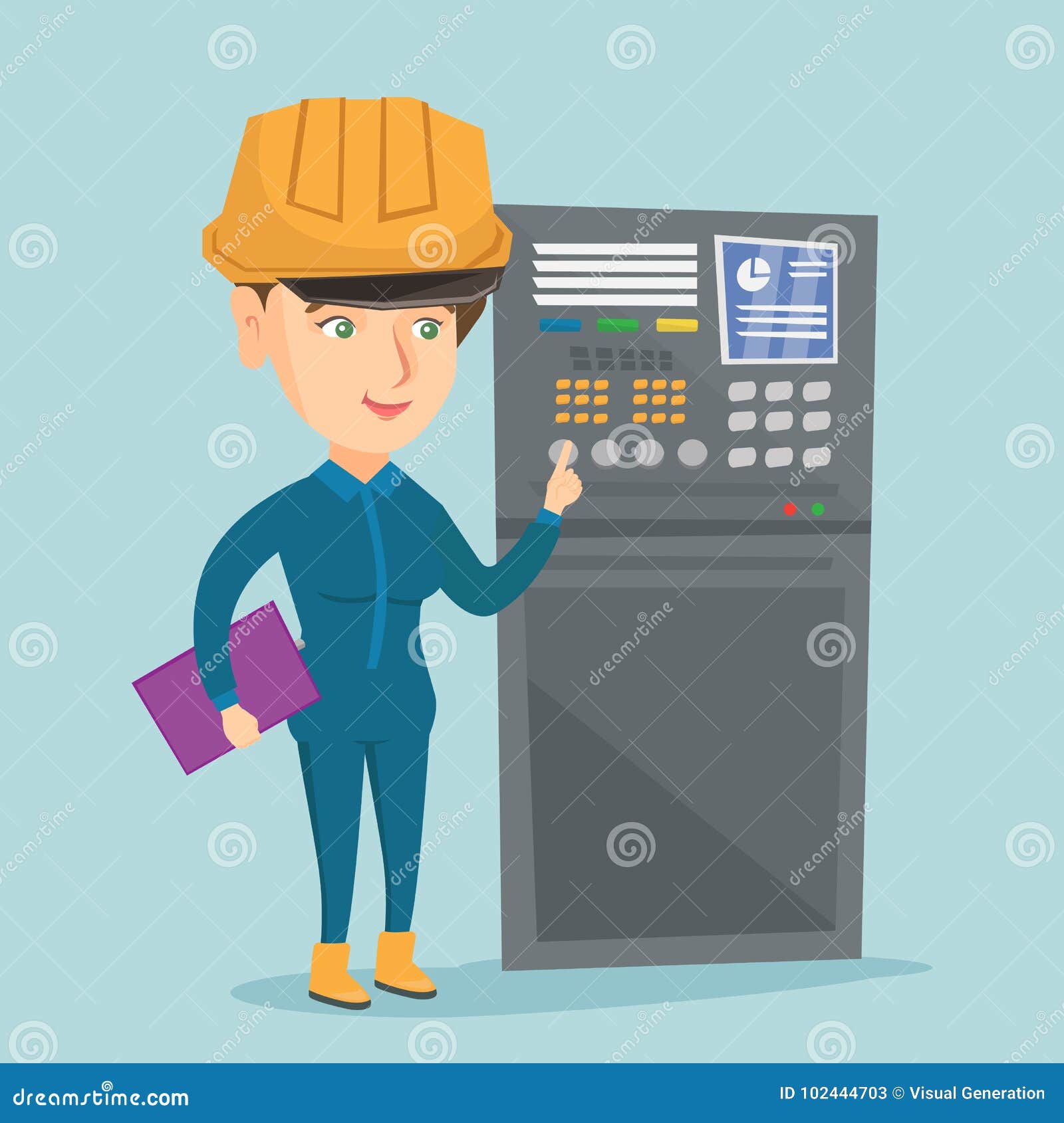 Industrial Engineer Working on Control Panel. Stock Vector ...