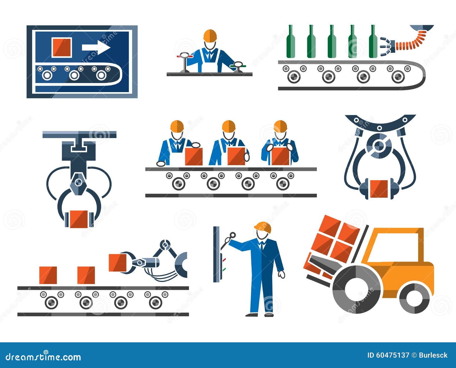 Industrial and Engineering Icons Set in Flat Stock Vector ...