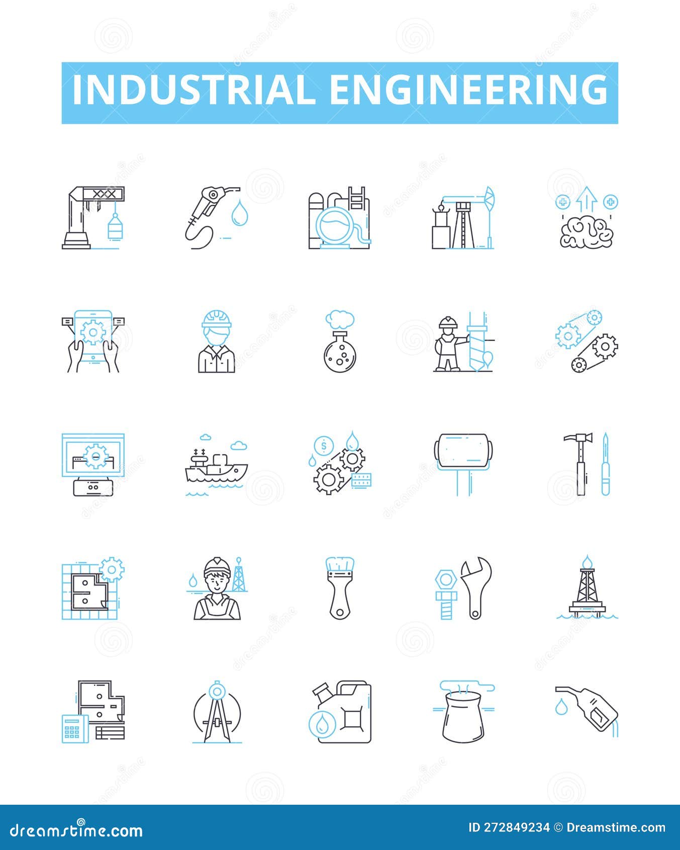 Industrial Engineering Vector Line Icons Set. Industrial, Engineering ...