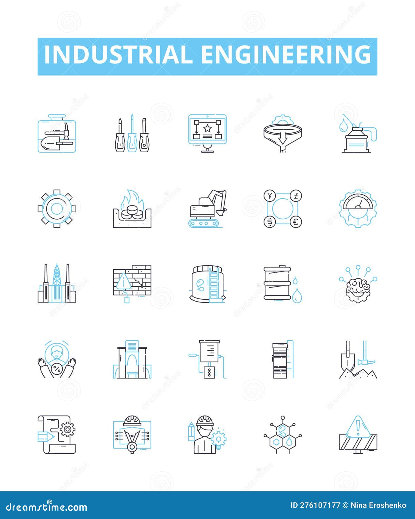 Industrial Engineering Vector Line Icons Set. Industrial, Engineering ...