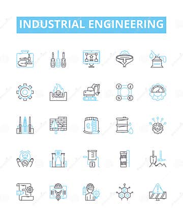 Industrial Engineering Vector Line Icons Set. Industrial, Engineering ...