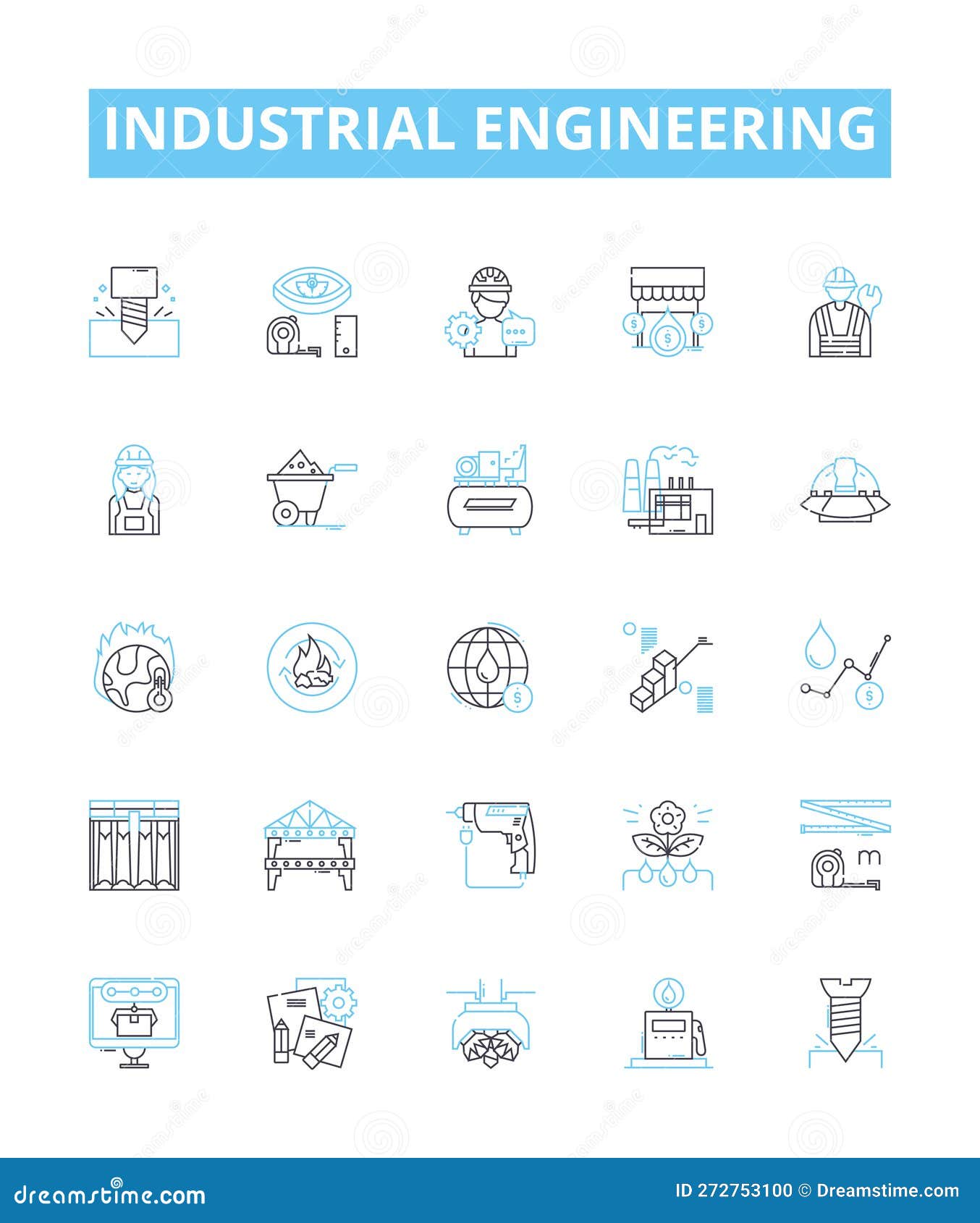 Industrial Engineering Vector Line Icons Set. Industrial, Engineering ...