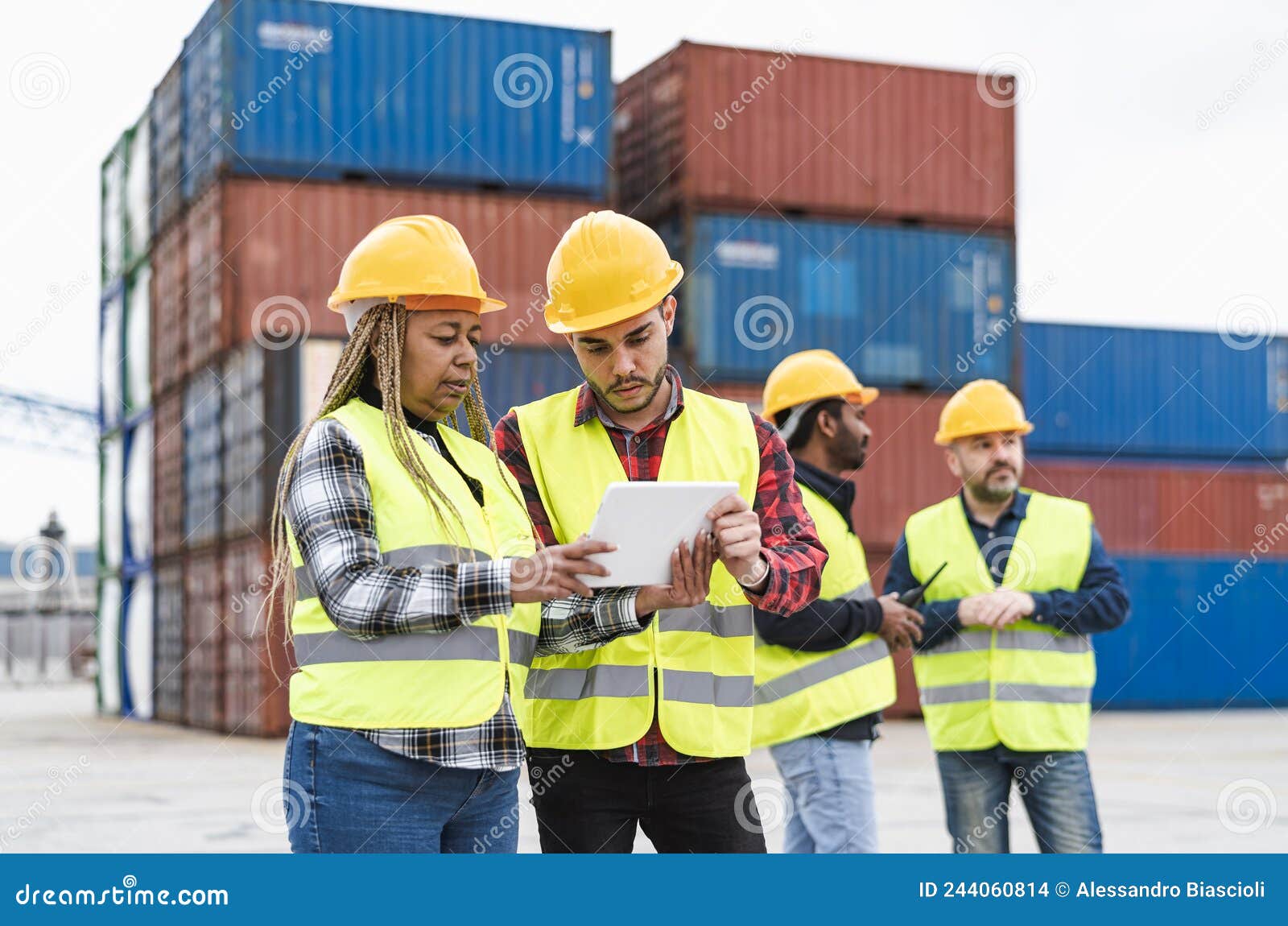 Industrial Engineers Working in Logistic Terminal of Container Cargo ...
