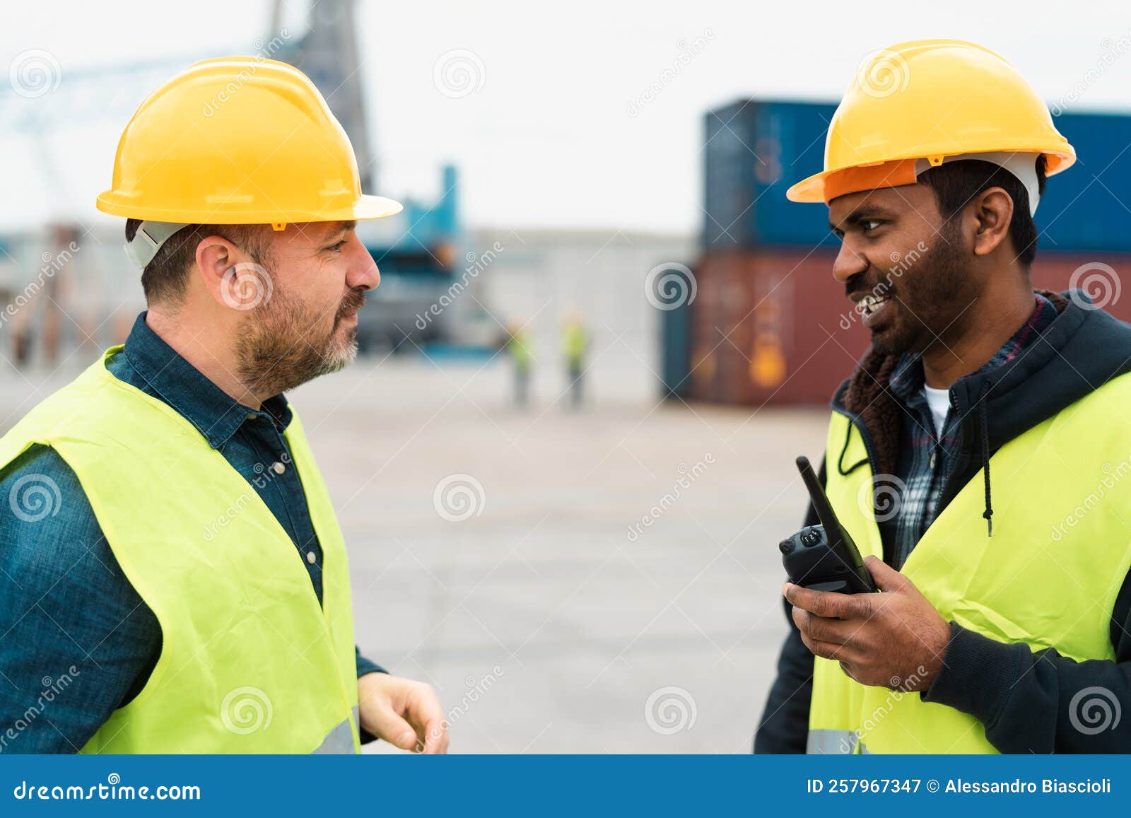 Industrial Engineers Working in Terminal of Container Cargo Stock Image ...