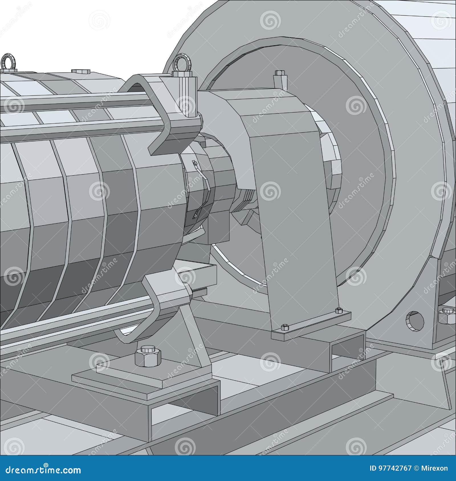 Industrial Equipment. Electrical Engine. Wire-frame. EPS10 Format ...