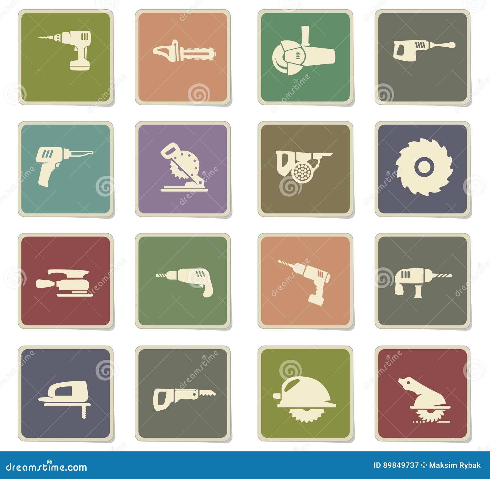 Industrial Equipment Icon Set Stock Illustration - Illustration of disk ...