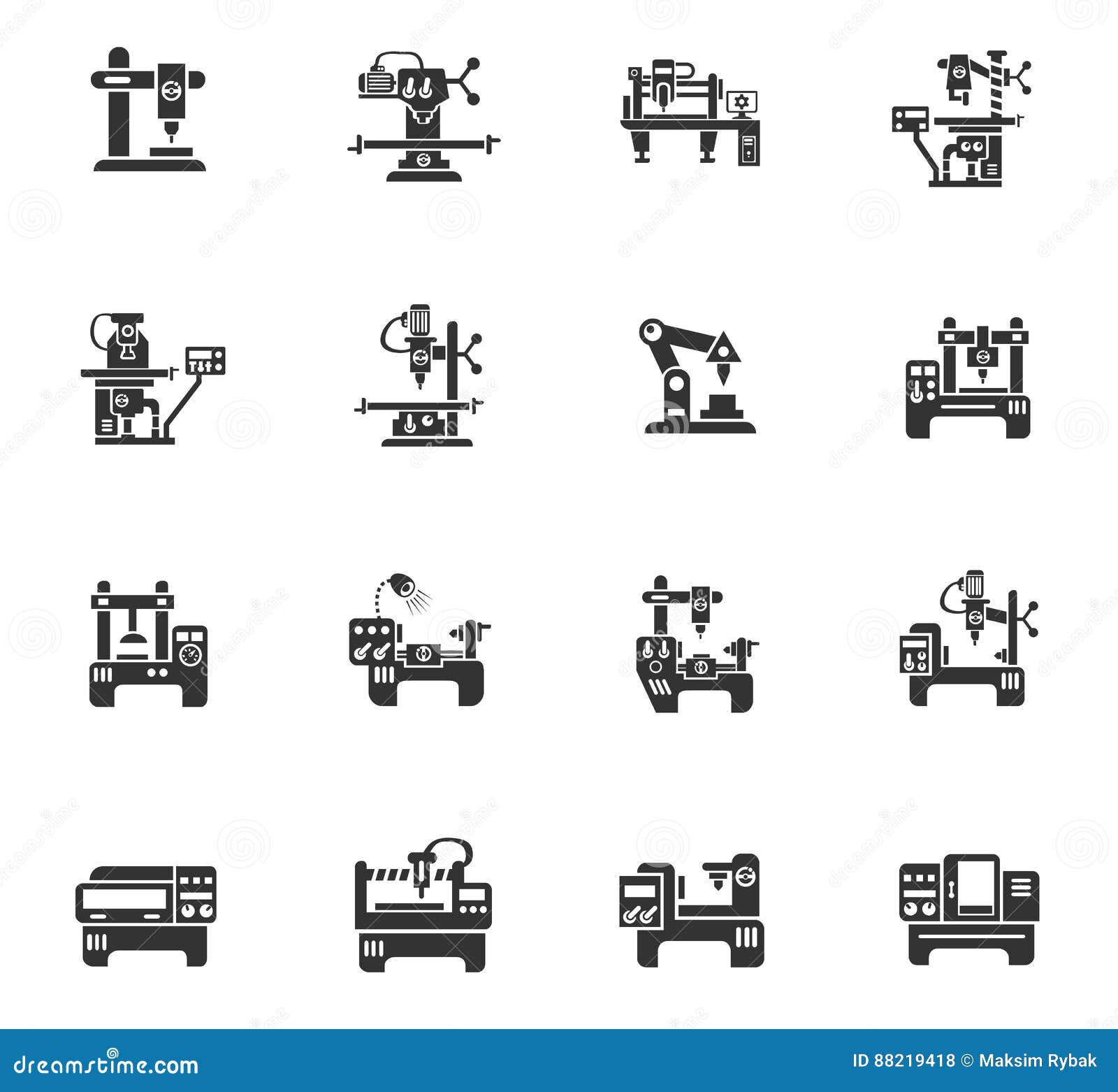Industrial Equipment Icon Set Stock Vector - Illustration of work ...