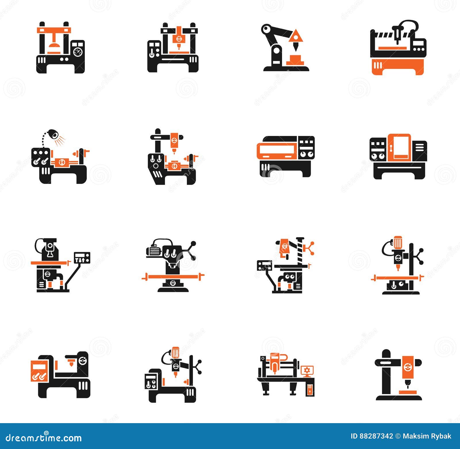 Industrial Equipment Icon Set Stock Illustration - Illustration of ...