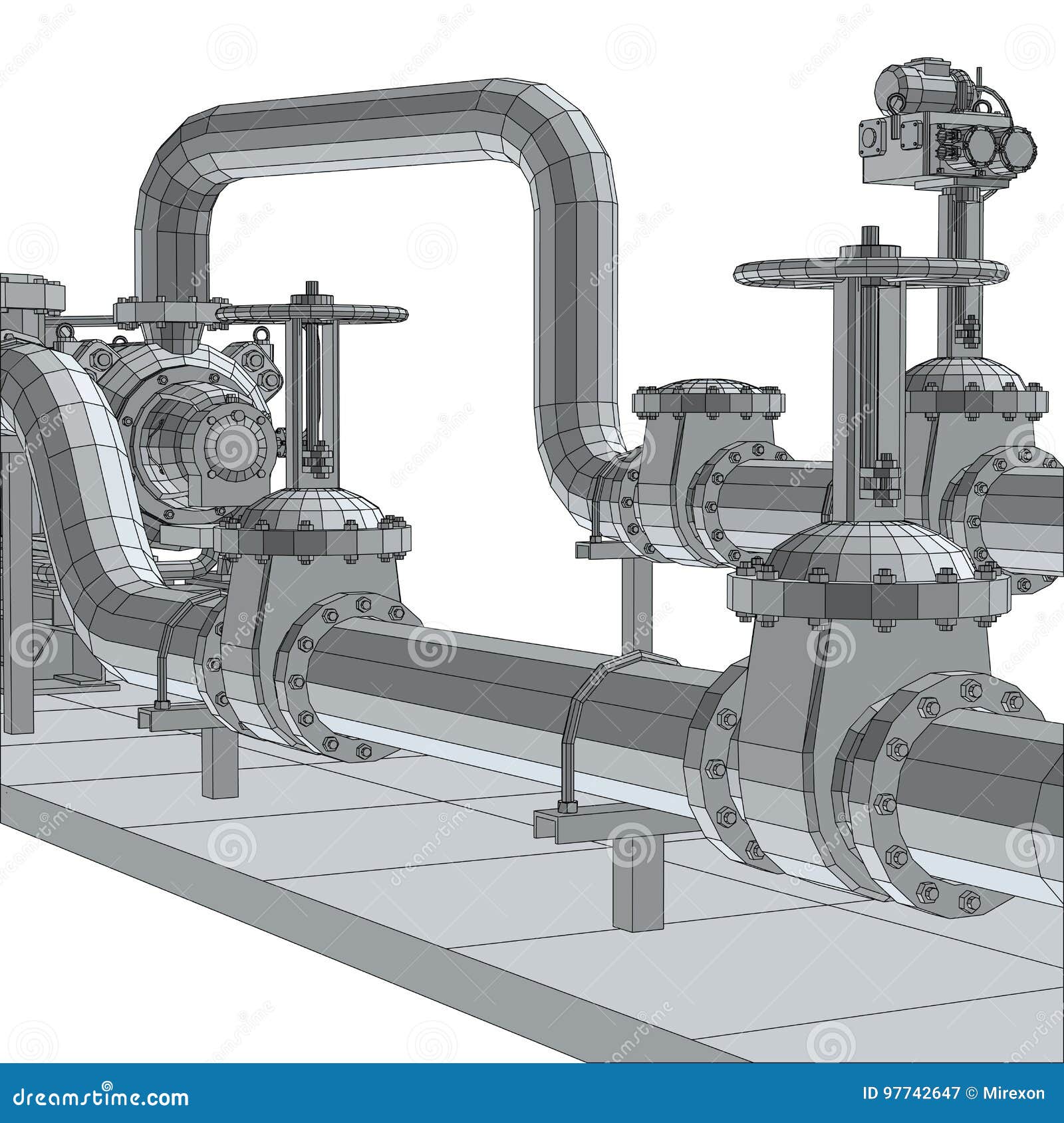 Industrial Equipment Pump. Wire-frame. EPS10 Format Stock Vector ...