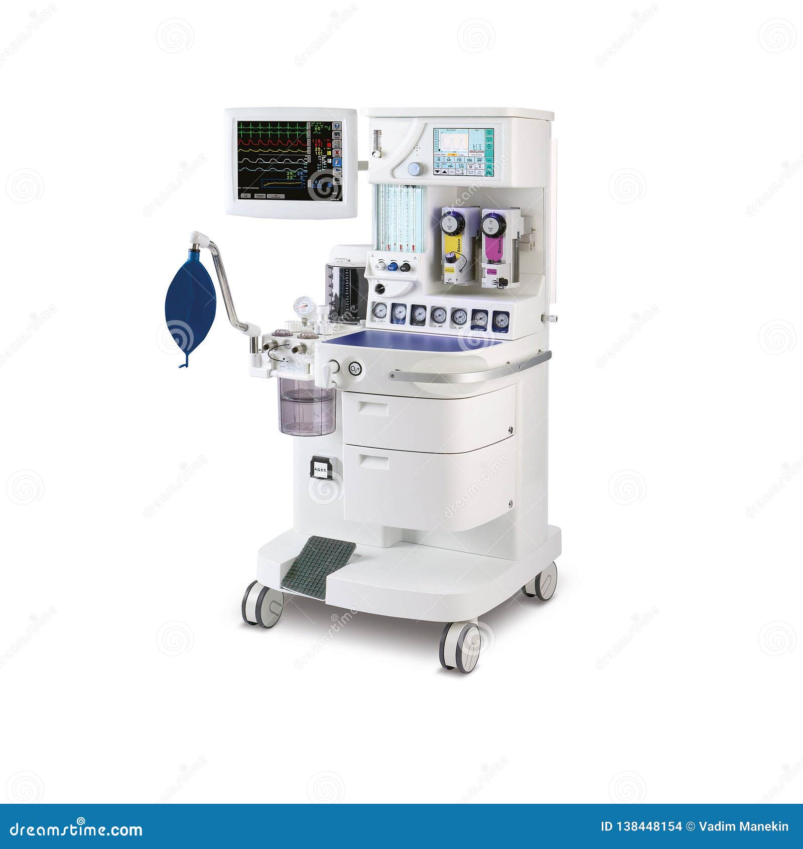 Anesthesia Machine, Isolated on White Background. Medical Equipment ...