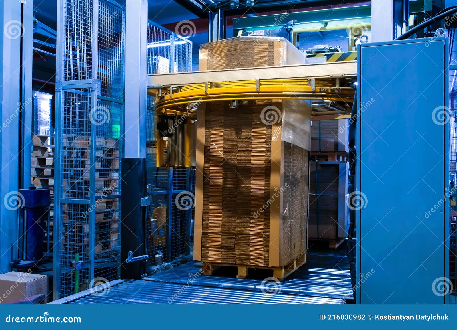 Industrial Equipment - Typical Stretch Wrapping Machine in Process of ...