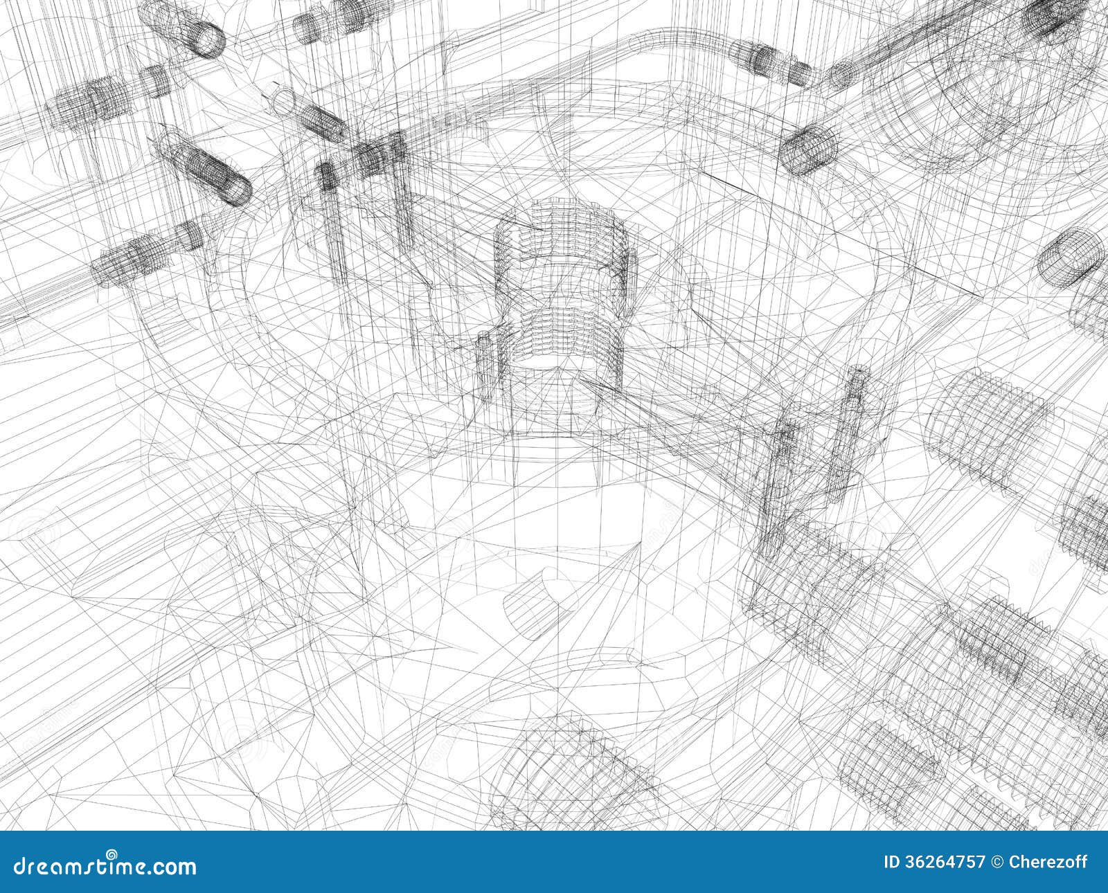 Industrial Equipment. Wire-frame Render Stock Illustration ...