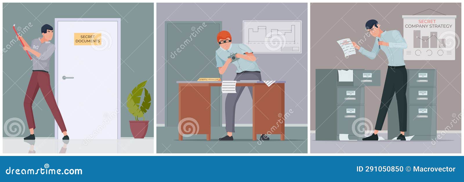 Industrial Espionage Square Compositions Stock Vector - Illustration of ...